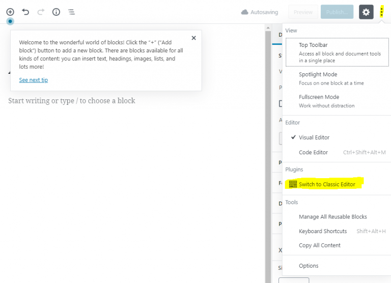 Wordpress 5 - Using the content editors for Posts and Pages | WordPress Wiki | WordPress Wiki